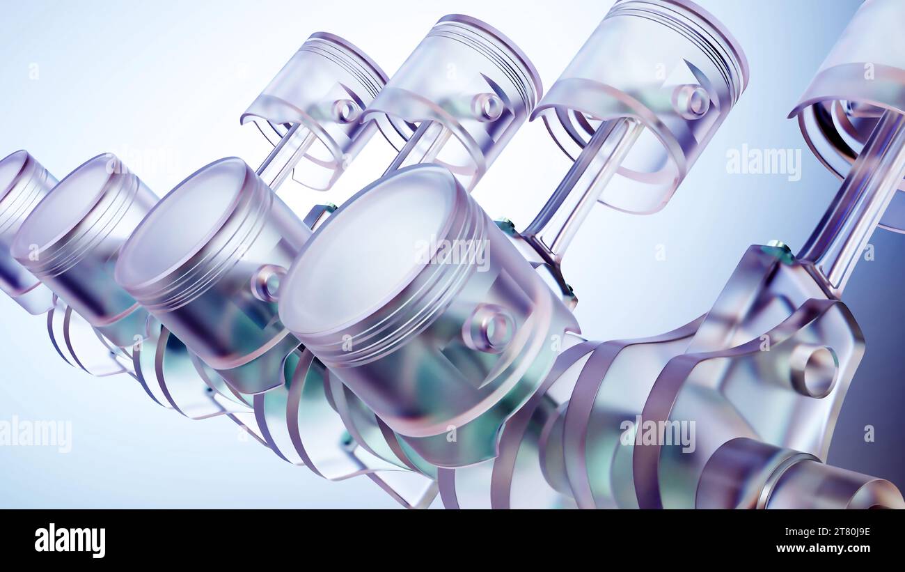 automobile engine v8 Working, Moving pistons and crankshafts ...