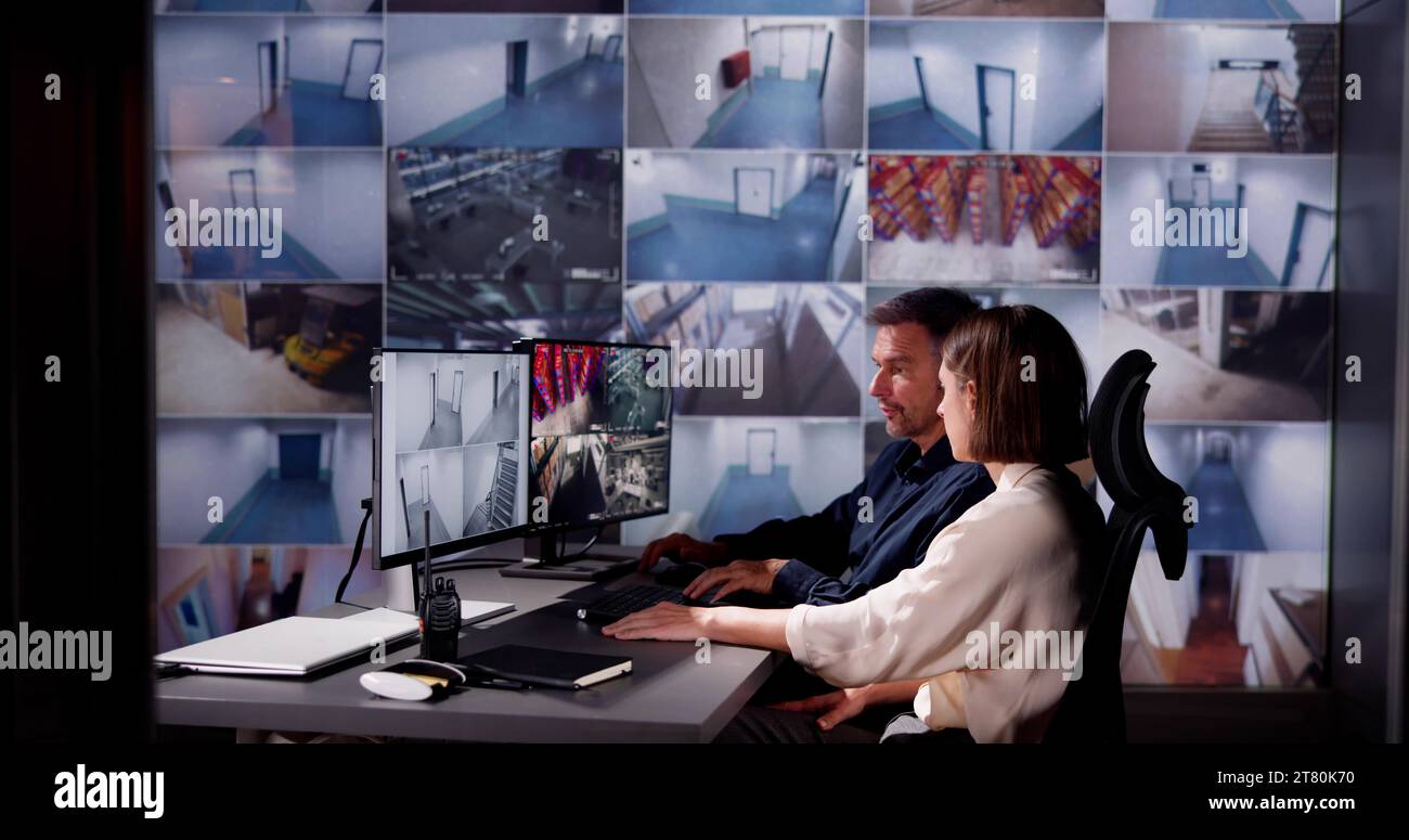Surveillance Operator Controls Multiple CCTV Cameras for Security ...