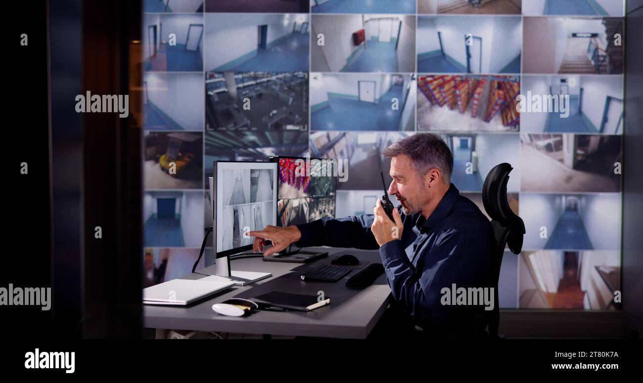 Guarding Of Security: CCTV System Monitors Monitor Room Stock Photo - Alamy