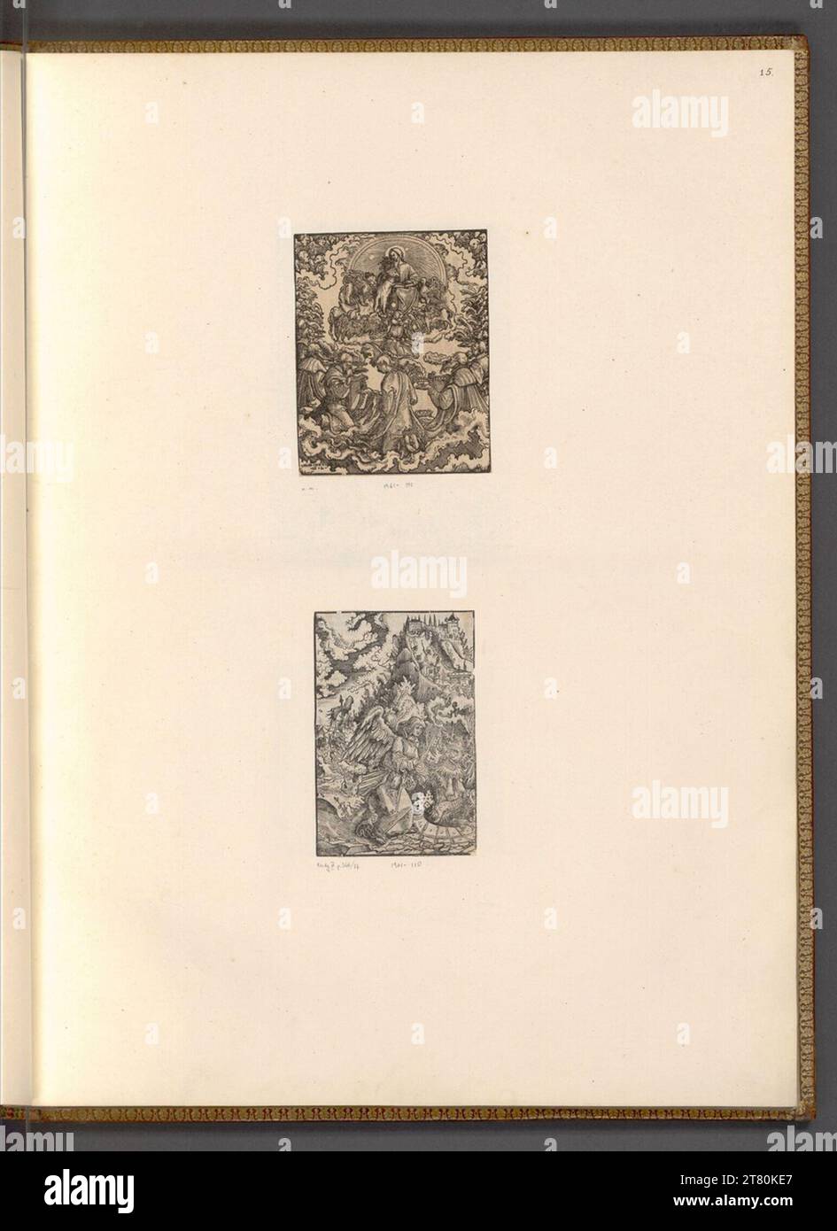 Georg Lemberger John in front of the twenty -four elders, angels close the hell. Woodcut 1500 ...