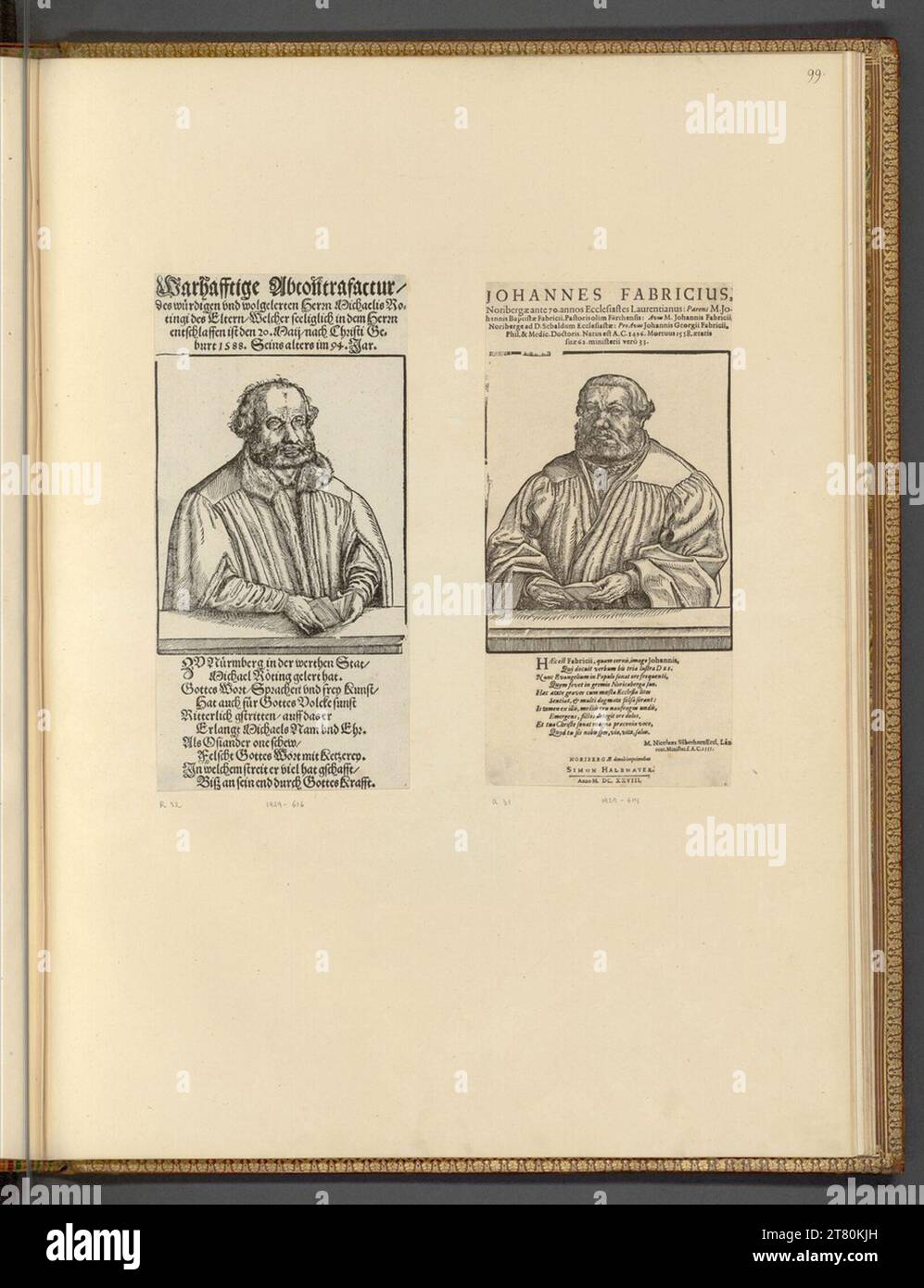 Jacob Lucius Portraits Miachael Röting, Johannes Fabricius. Woodcut ...