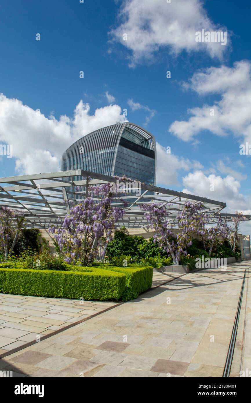 The garden at 120. Public rooftop garden on the top of office building ...