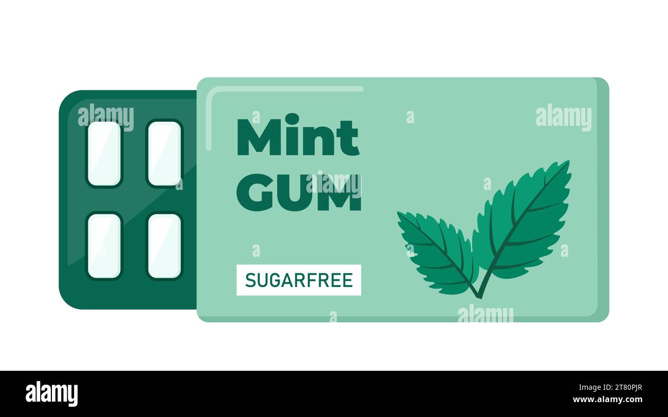 Chewing gum in a blister pack, mint flavor. bubble gum for dental ...