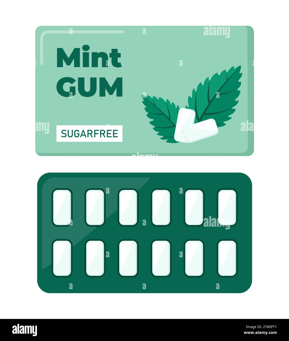 Chewing gum in a blister pack, mint flavor. bubble gum for dental ...