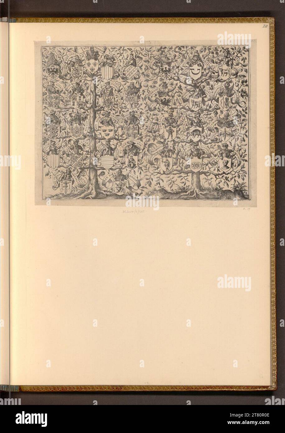 Jost Amman Family tree: the coat of arms of the French kings. etching 2 ...
