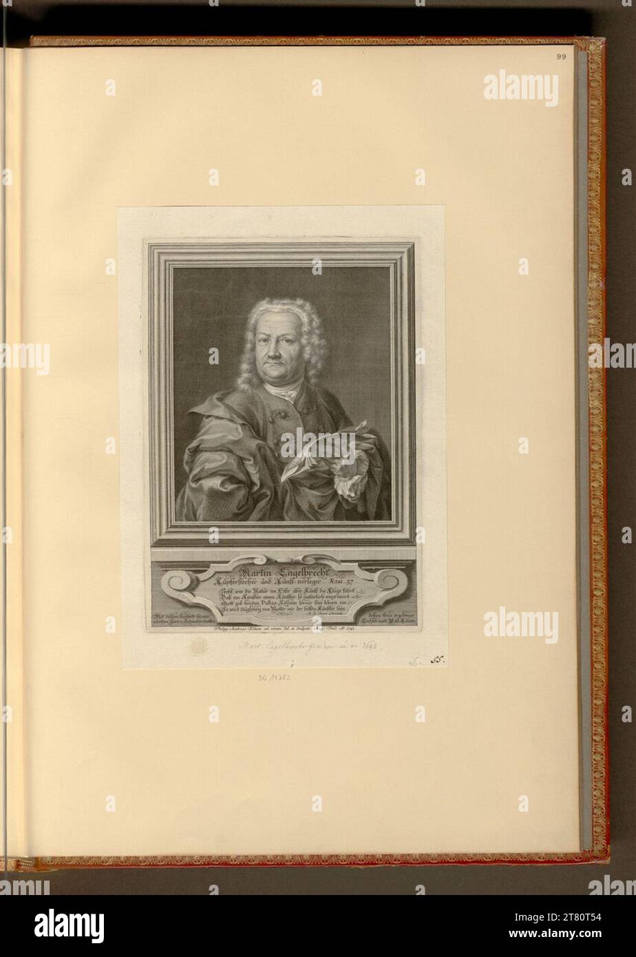 Philipp Andreas Kilian (Engraver) Portrait Martin Engelbrecht. Copper ...