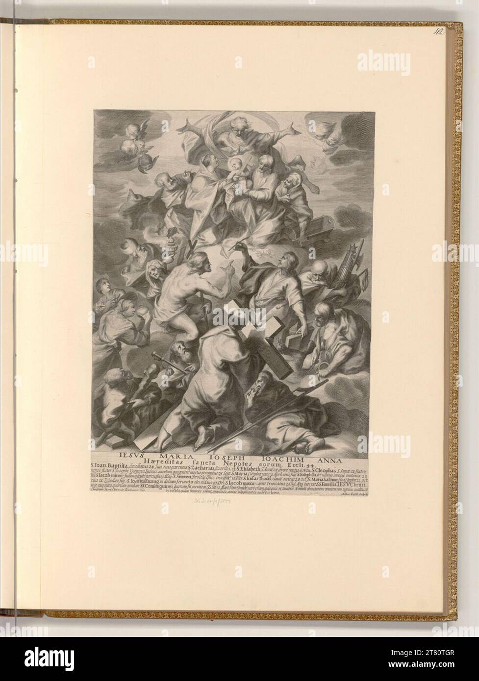 Melchior Küsel (Engraver) The holy family in heaven with Joachimn and ...