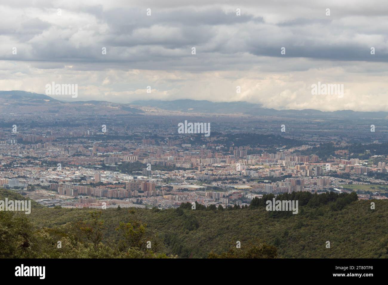 Bogota colombian capital city viewed from a countryside mountain Stock ...