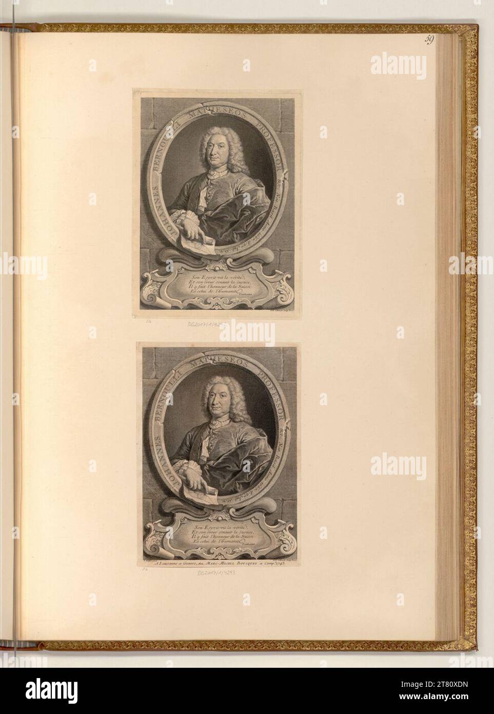 Georg Friedrich Schmidt (Engraver) Portraits Johann Bernoulli. Copper ...
