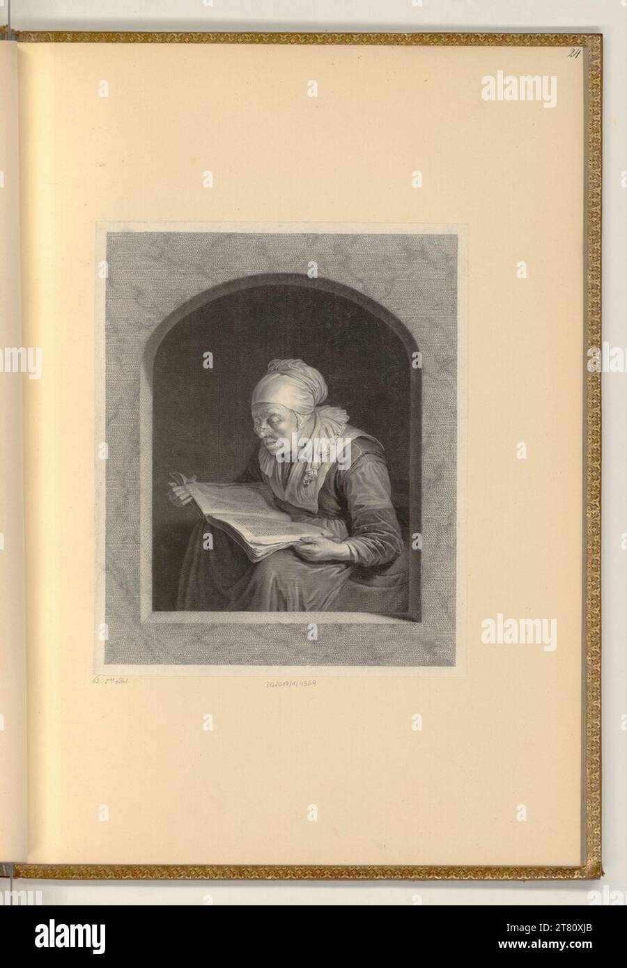 Johann Georg Wille (Engraver) The reading light. Copper engraving ...