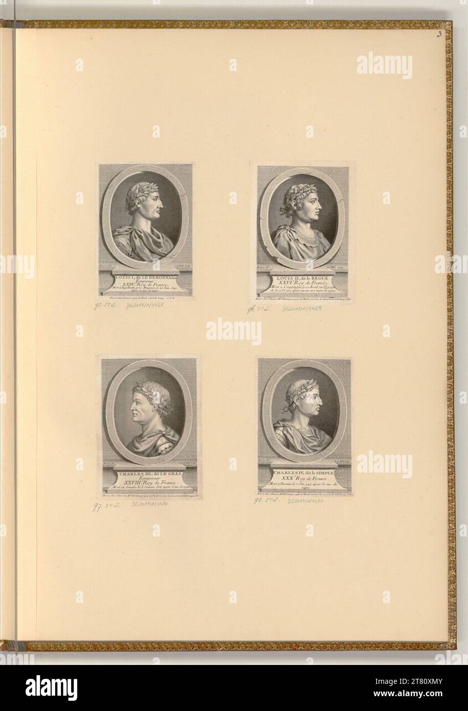 Johann Georg Wille (Engraver) French kings. Copper engraving print 1730 ...
