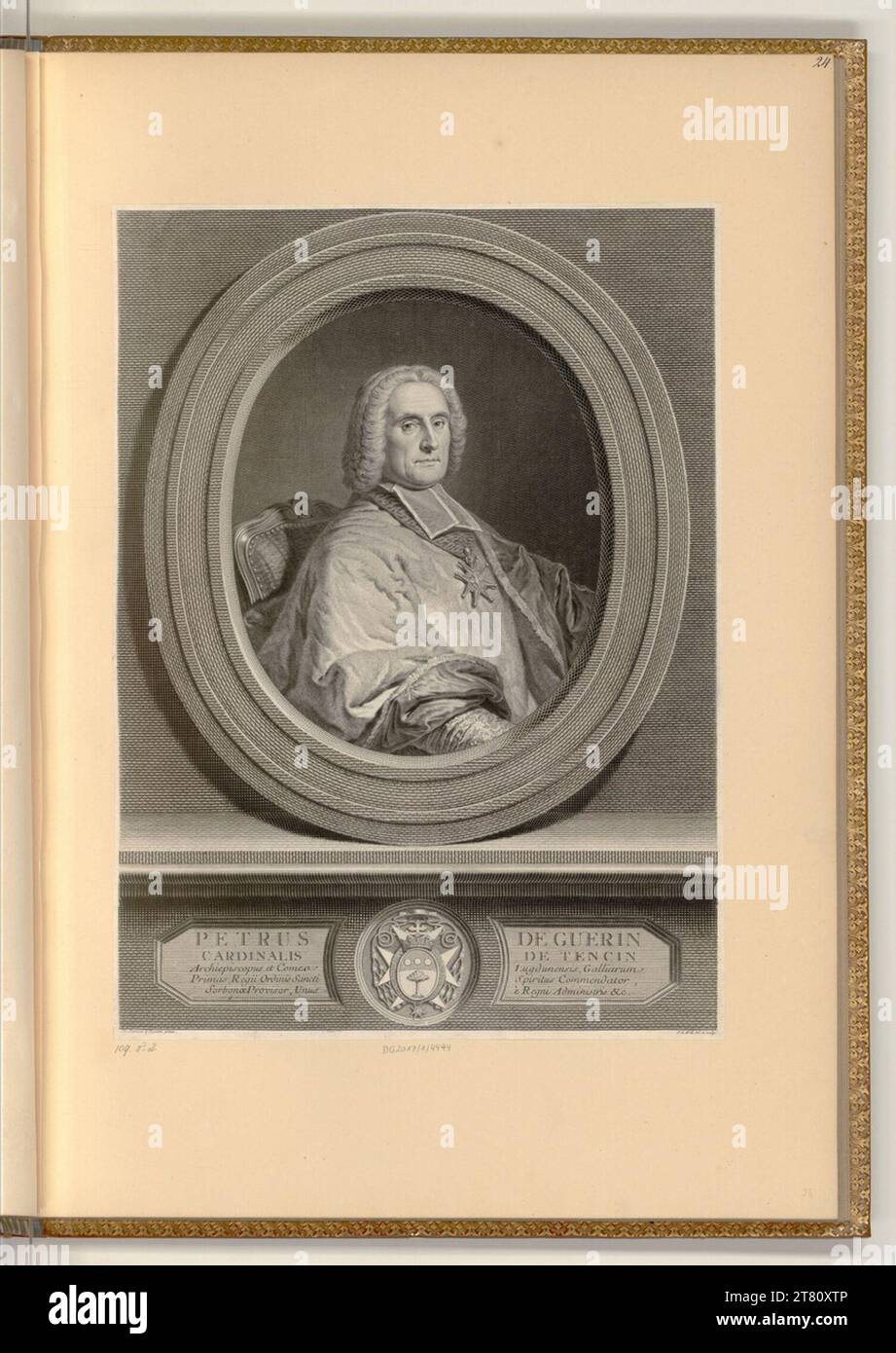 Johann Georg Wille (Engraver) Porträt Petrus de Guerin, Cardinal of ...