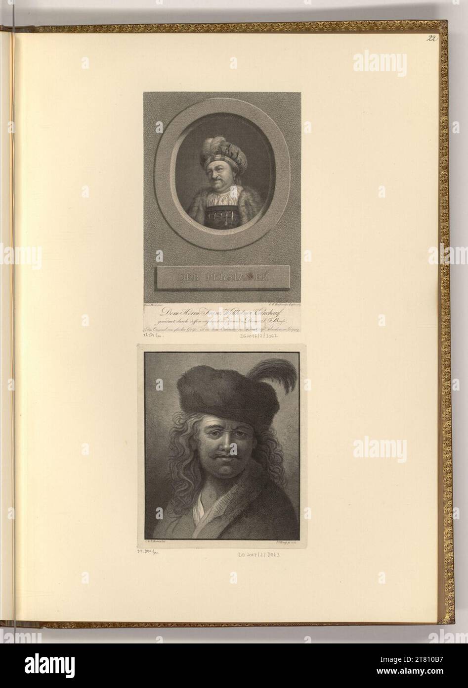 Johann Friedrich Bause (Engraver) The Persian; Man with fur hat. Copper ...