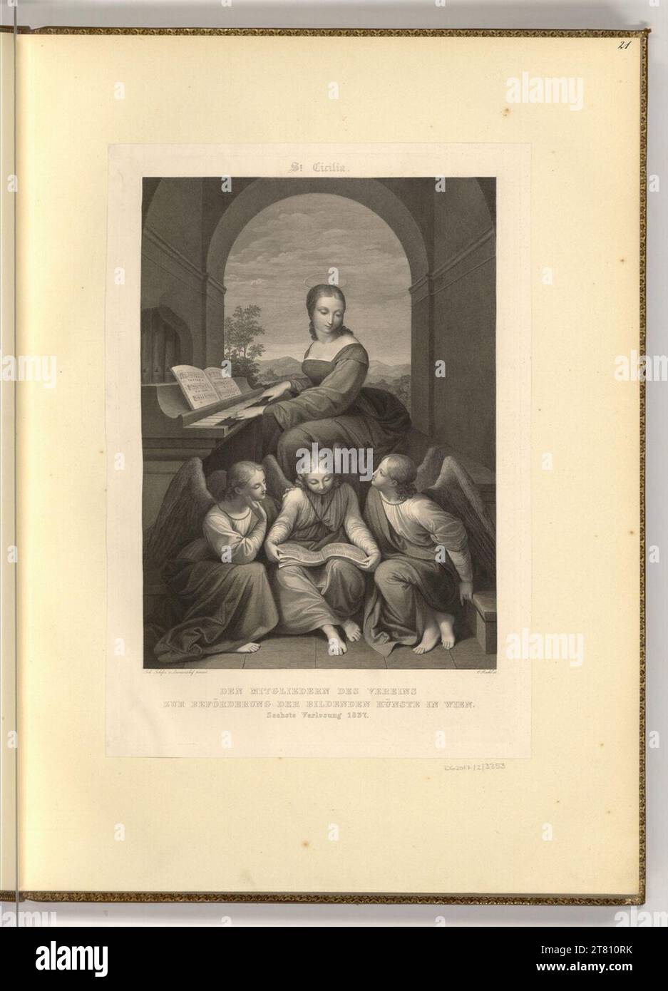 Karl Rahl (The Older) St. Cäcilia. Copper engraving, etching around ...