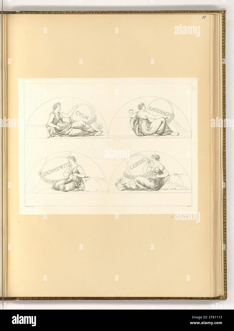 Karl Rahl (The Older) Female figures in the window arches. etching ...