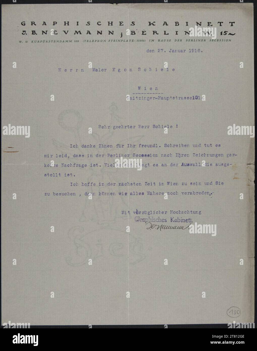 Graphisches Kabinett I.B.Neumann Letter from the graphic cabinet i.b ...
