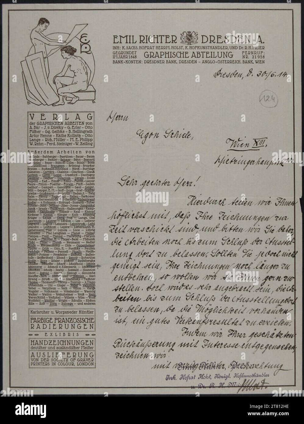 Kunstsalon Emil Richter (Verfasser in) Letter from the art salon Emil ...