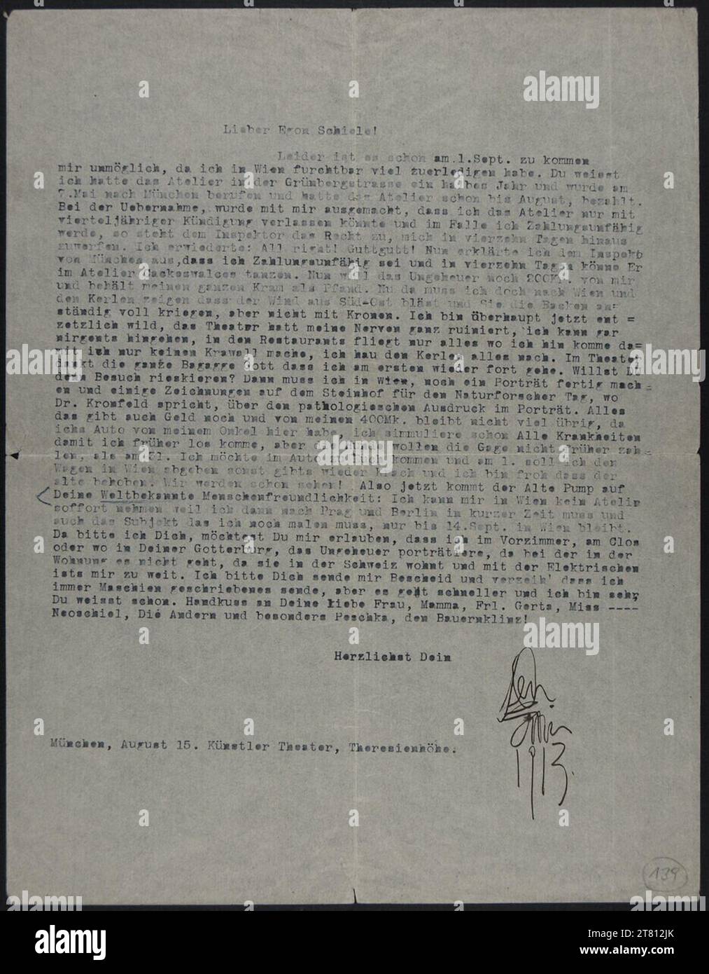 Erwin Dominik Osen (Verfasser in) Letter from Erwin Osen from Munich to ...