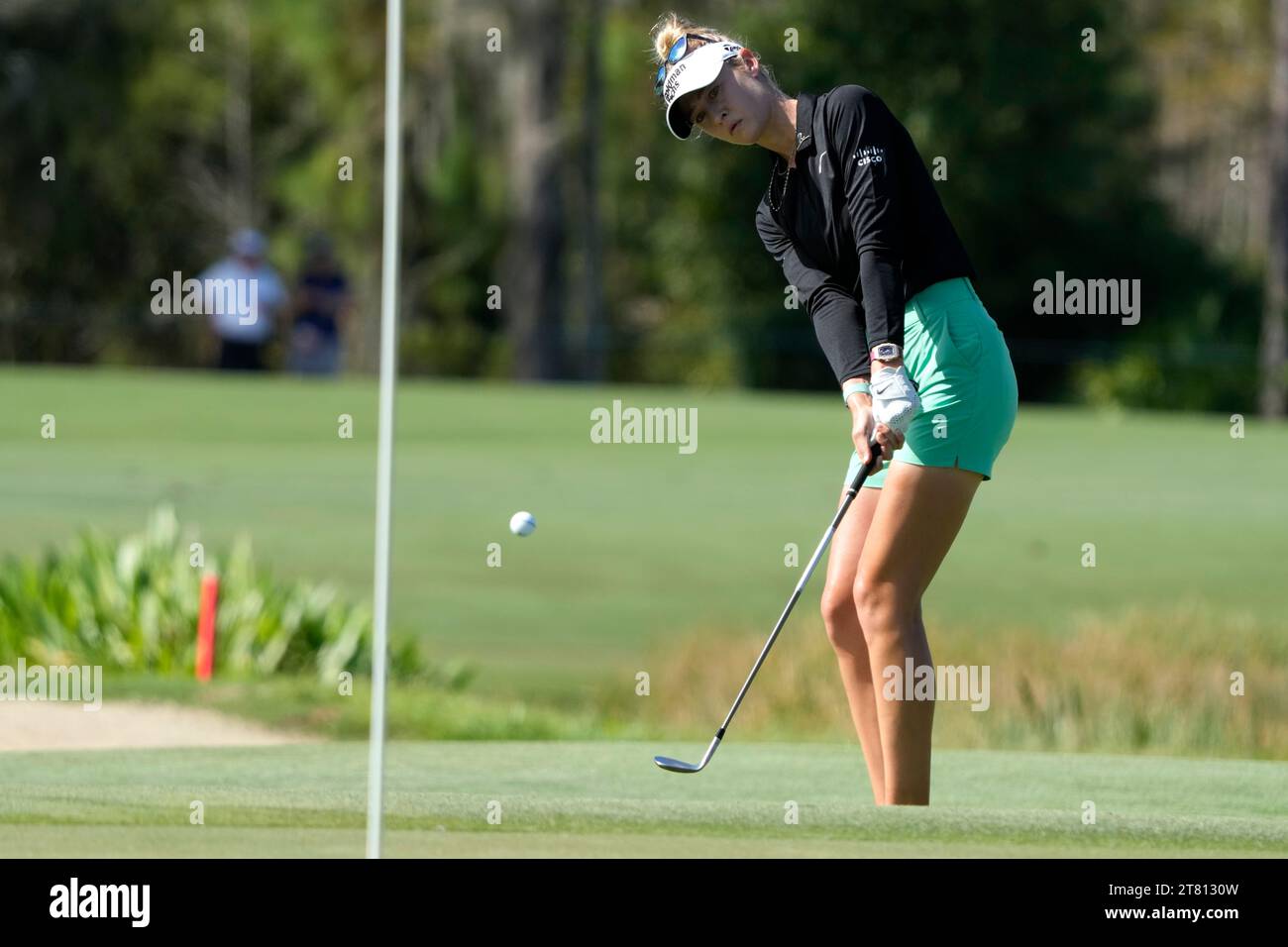 Nelly Korda chips on the first green during the second round of the ...