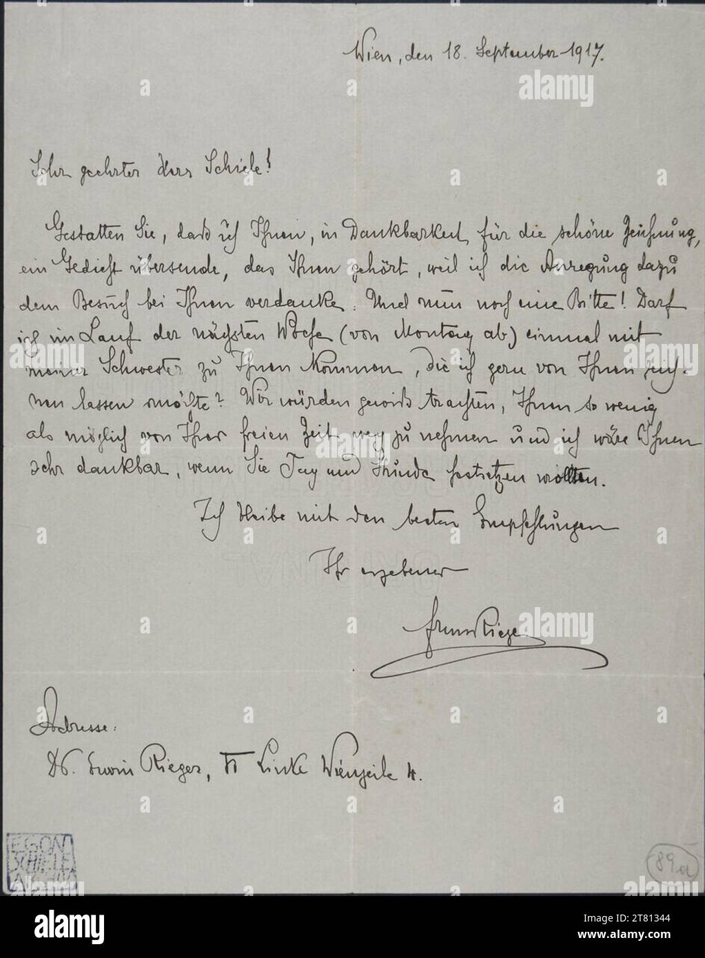 Erwin Rieger (Verfasser in) Letter from Dr. Erwin Rieger to Egon ...