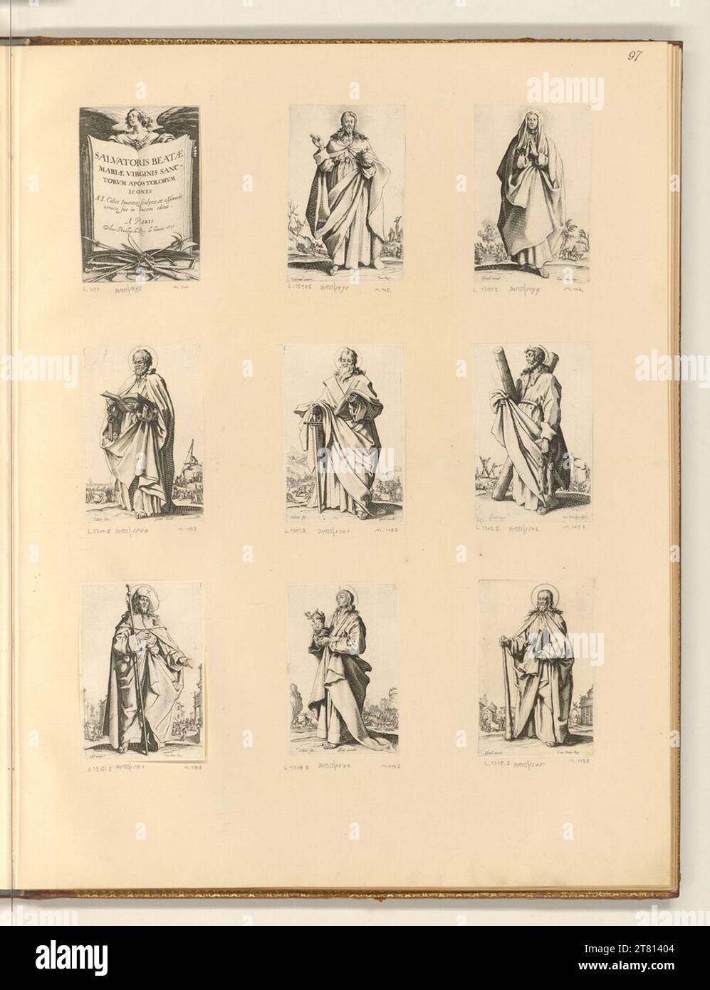 Jacques Callot (Engraver) The virgin Mary with the apostles. etching ...