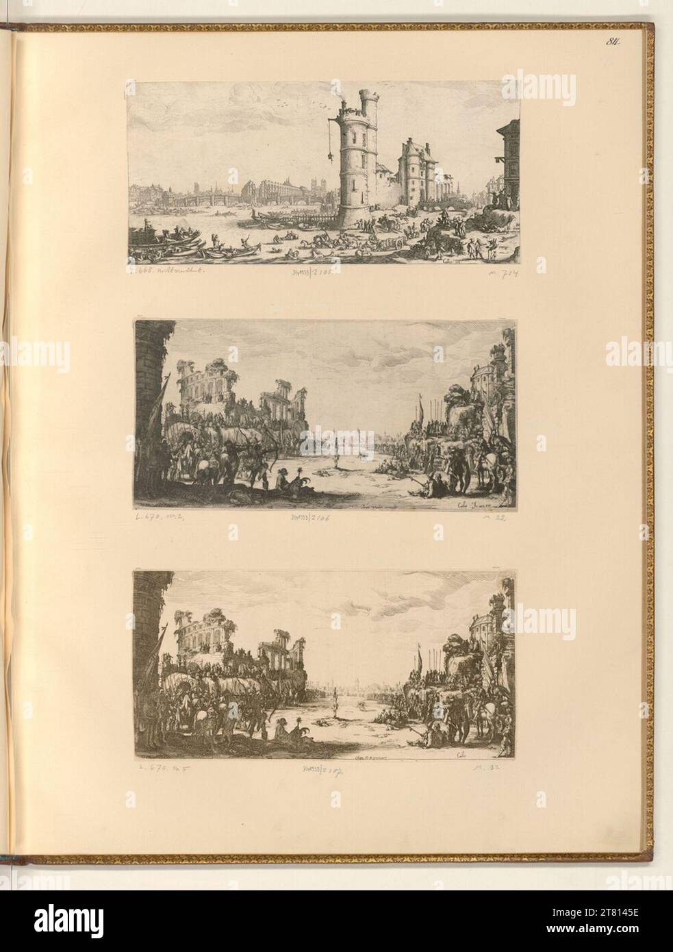 Jacques Callot View of Paris; Martyrdom of St. Sebastian. etching 17 ...