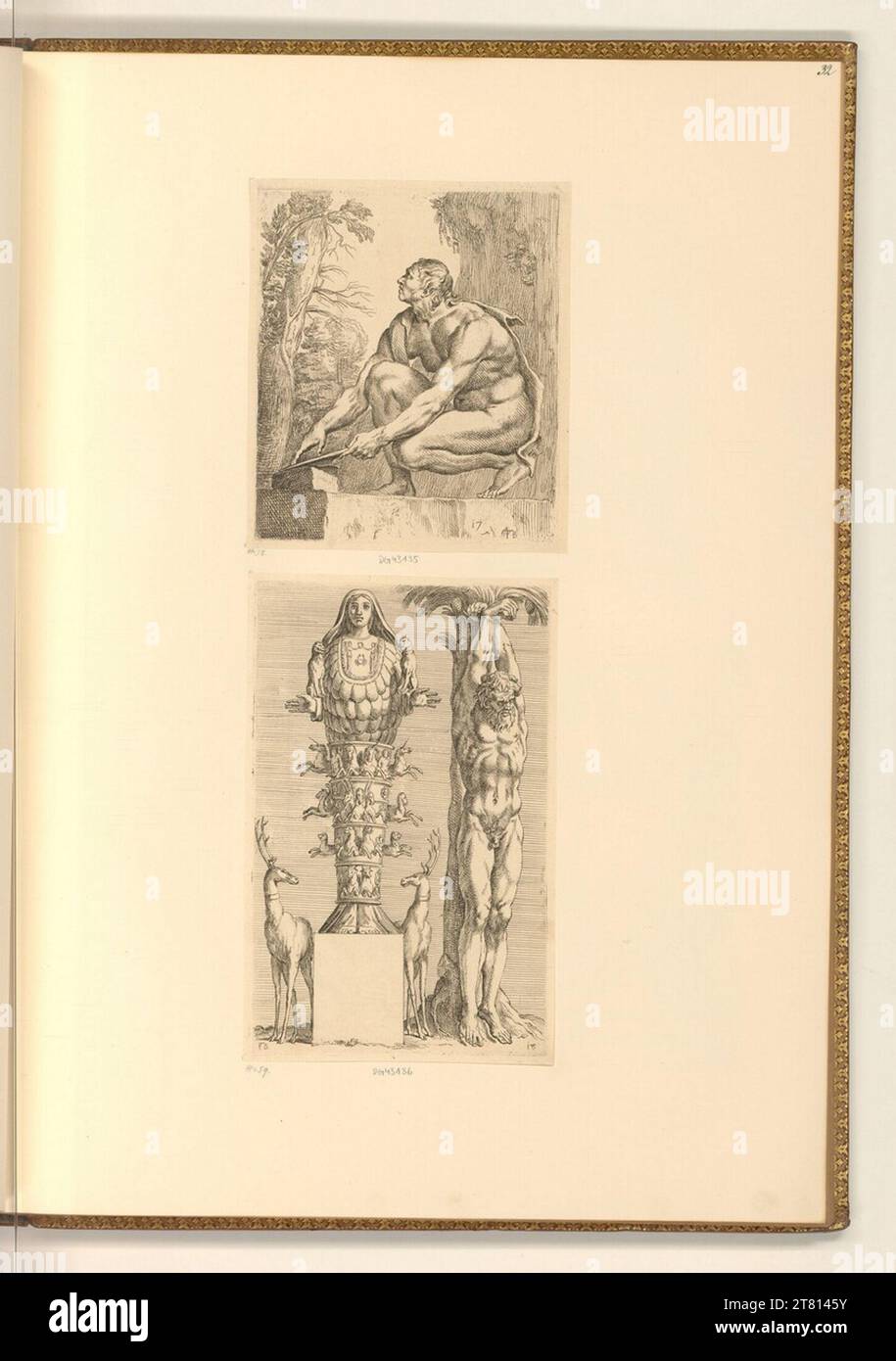 François Perrier (Engraver) Statue of a slave; Various statues. etching ...