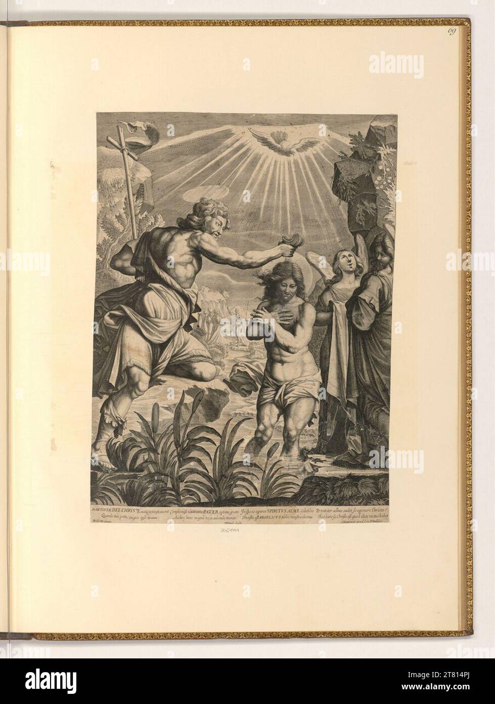 Jérôme David (Engraver) The baptism of Christ. etching 17. Century ...