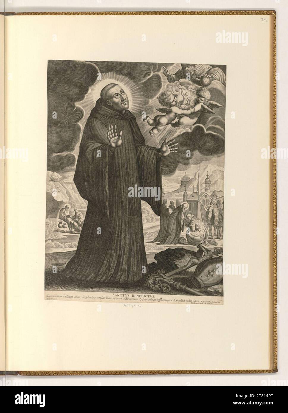 Jérôme David (Engraver) Benedict of Nursia. Copper engraving print 17 ...