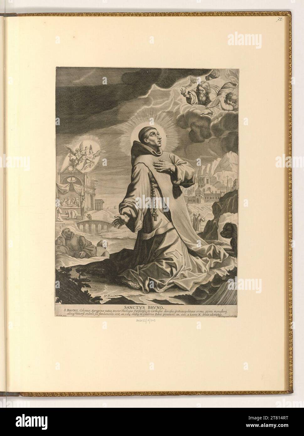 Jérôme David (Engraver) Bruno of Cologne. Copper engraving print 17 ...
