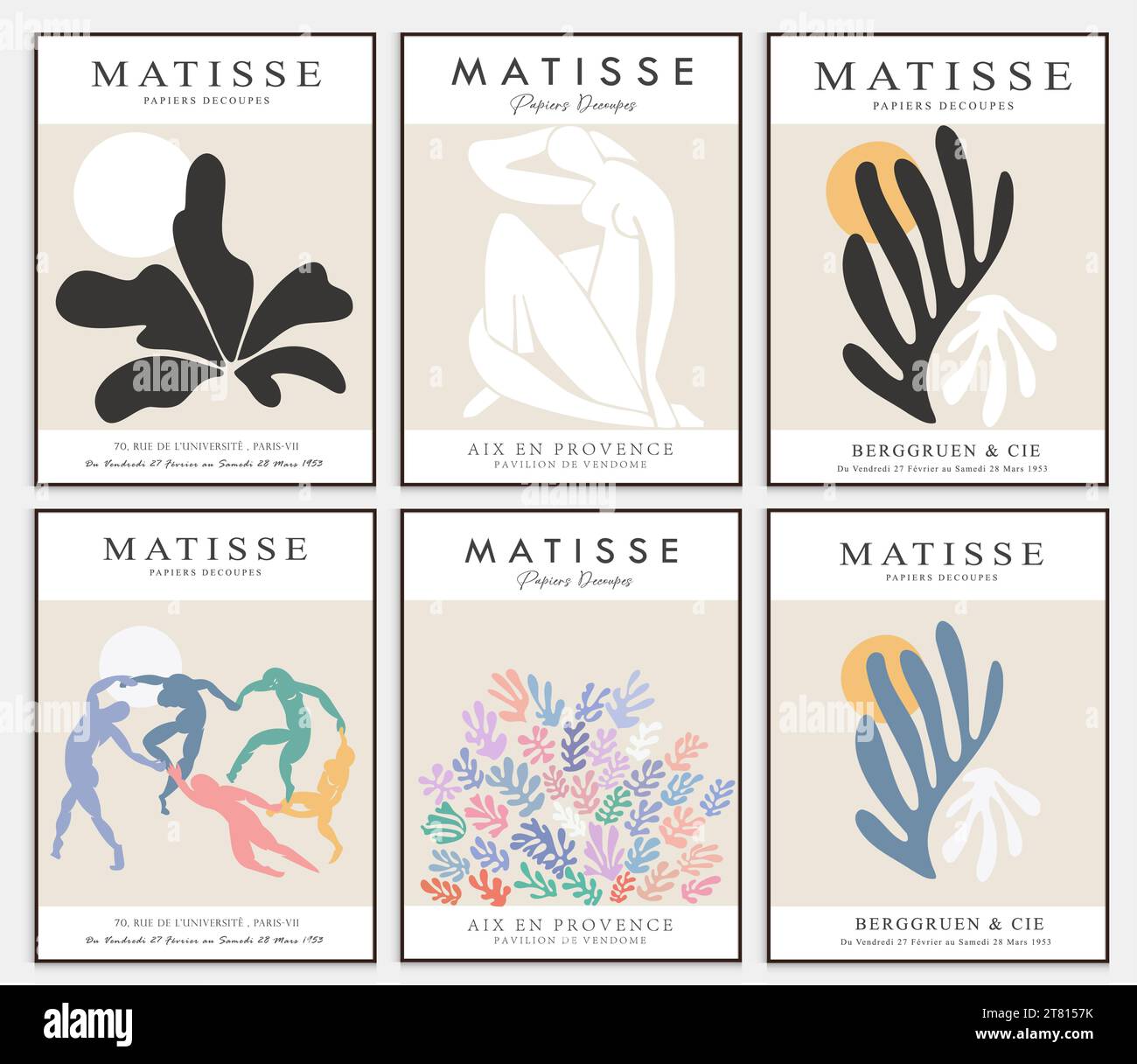 Contains Abstract Art Set in Matisse style, Decorative Modern Art, Vector illustration poster ...