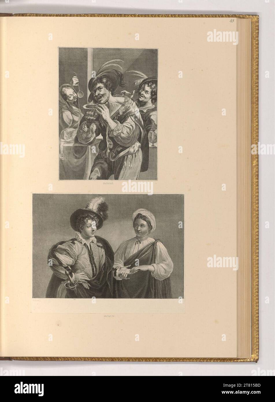 Jean Pelletier (Engraver) Man spits in a bowl; Young couple. Copper ...