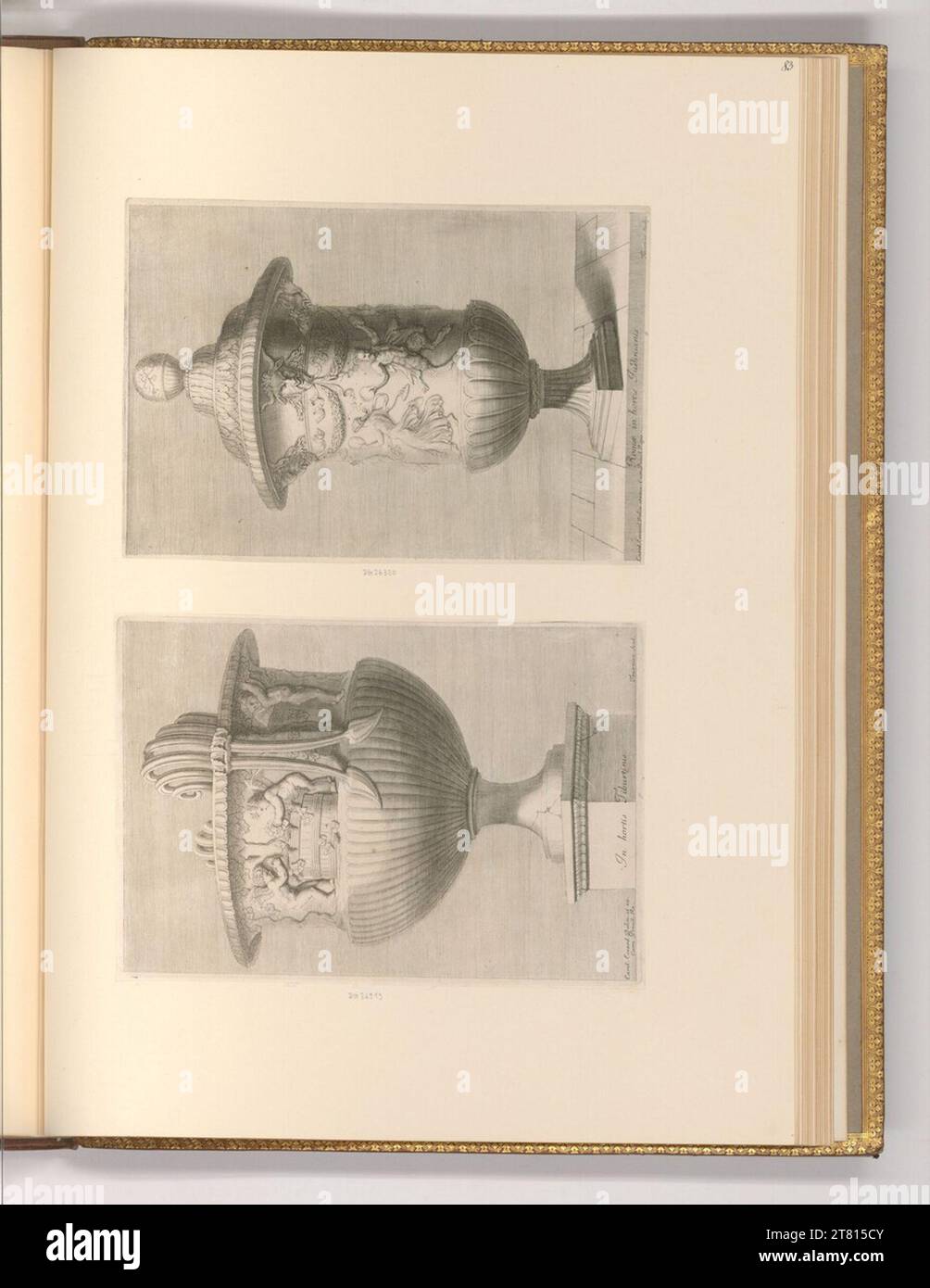 George Tournier (Engraver) Ancient vases. Copper engraving print around ...