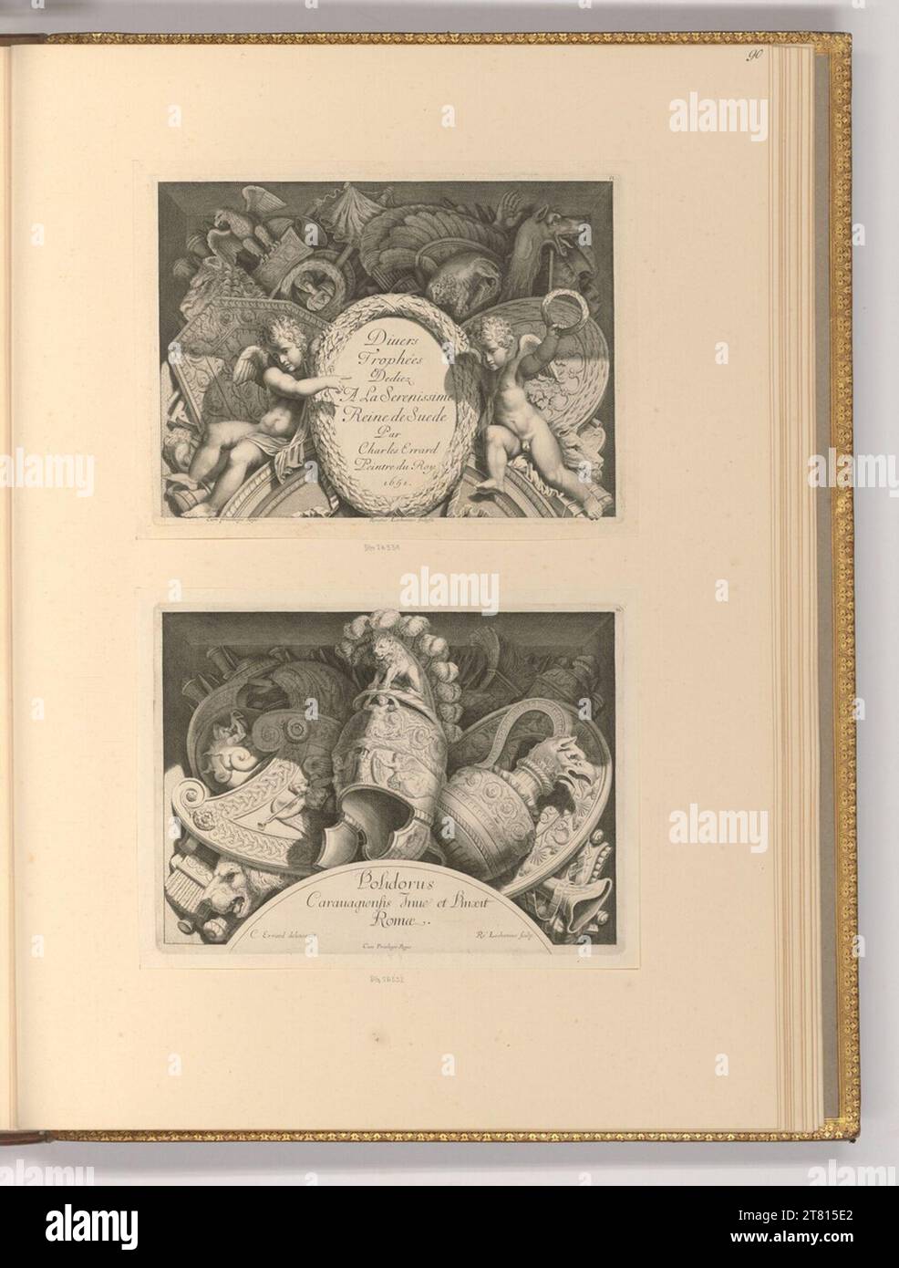 René Lochon (Engraver) Various trophies. Copper engraving print 1651 ...