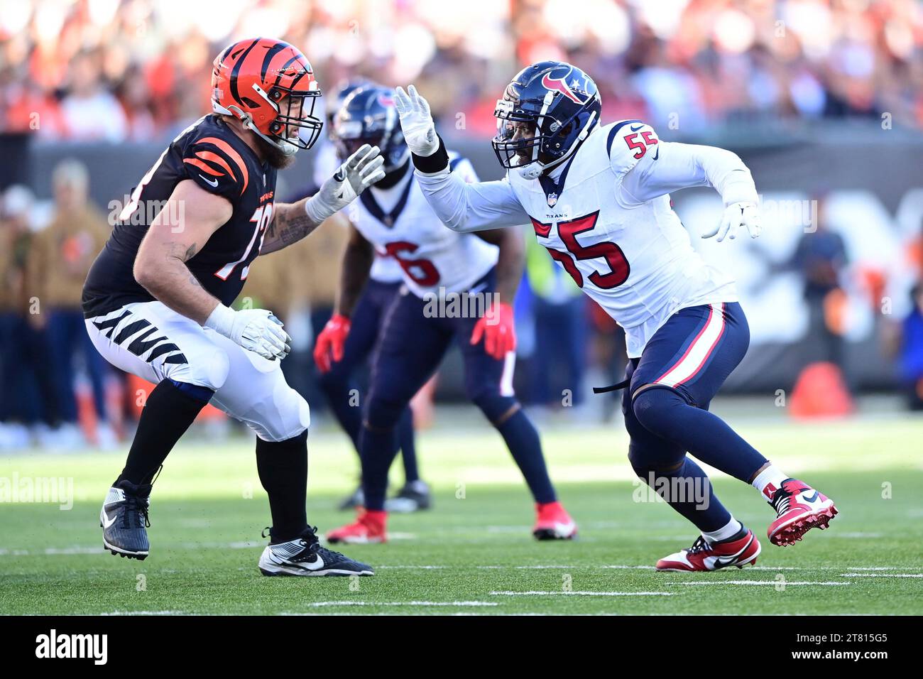 Houston Texans defensive end Jerry Hughes (55) runs for the play during ...