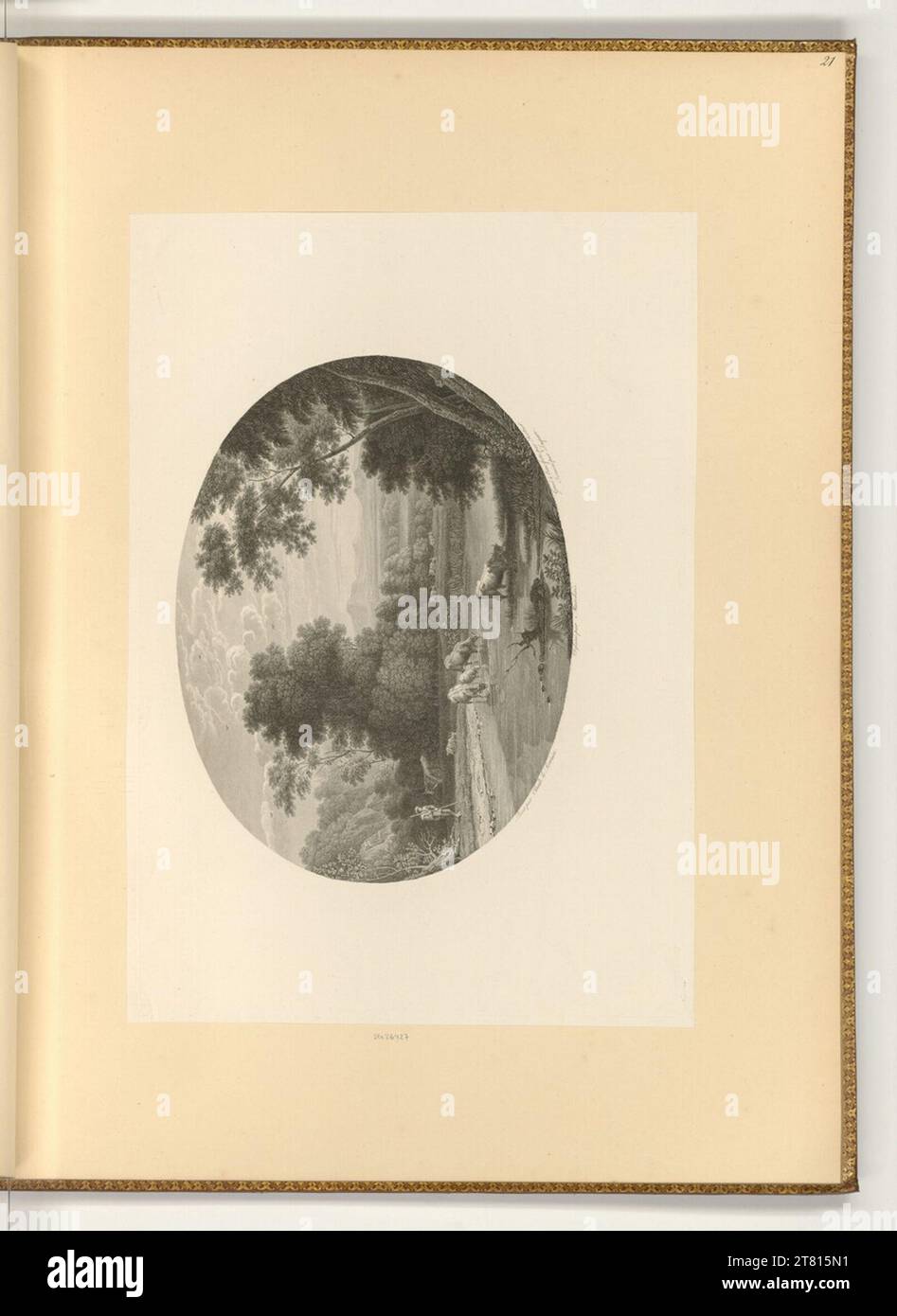 Claude-François Fortier (Engraver) Landscape with cows on a river ...