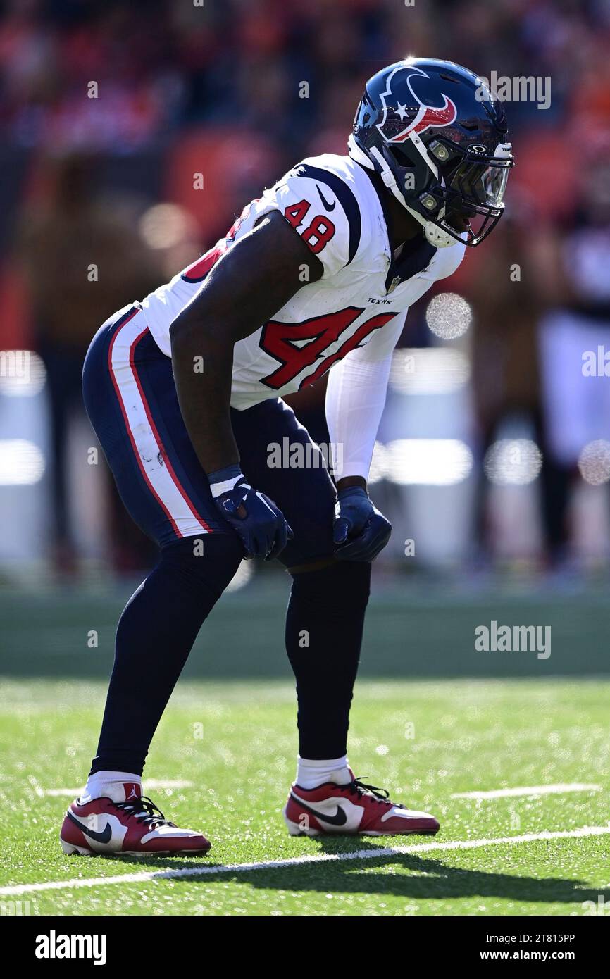Houston Texans linebacker Christian Harris (48) lines up for the play ... Houston Texans linebacker Christian Harris (48) lines up for the play ...