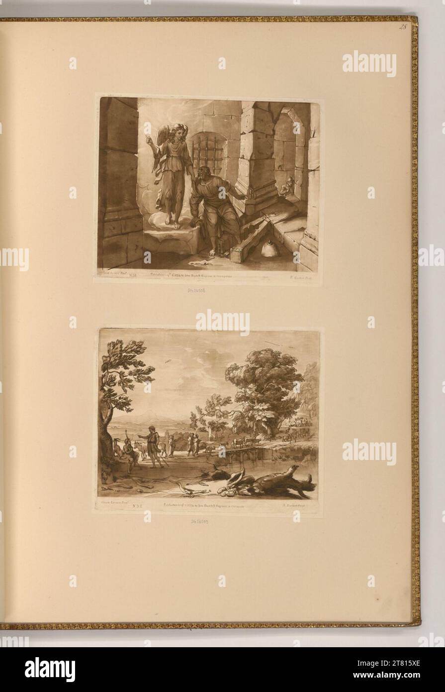 Richard Earlom (Engraver) Liberation of Simon Peter; River landscape ...