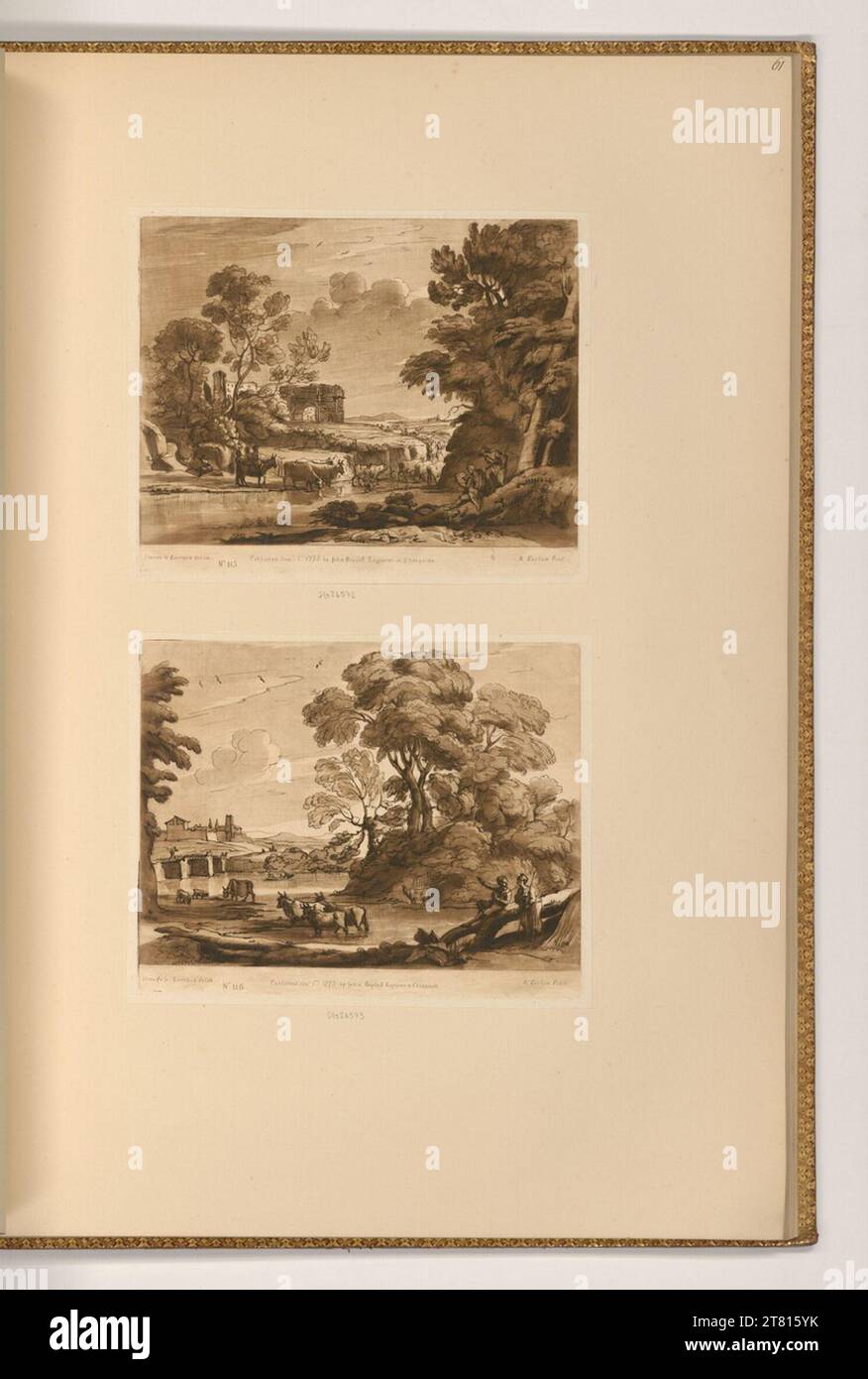 Richard Earlom (Engraver) Roman landscape with herd; River landscape ...