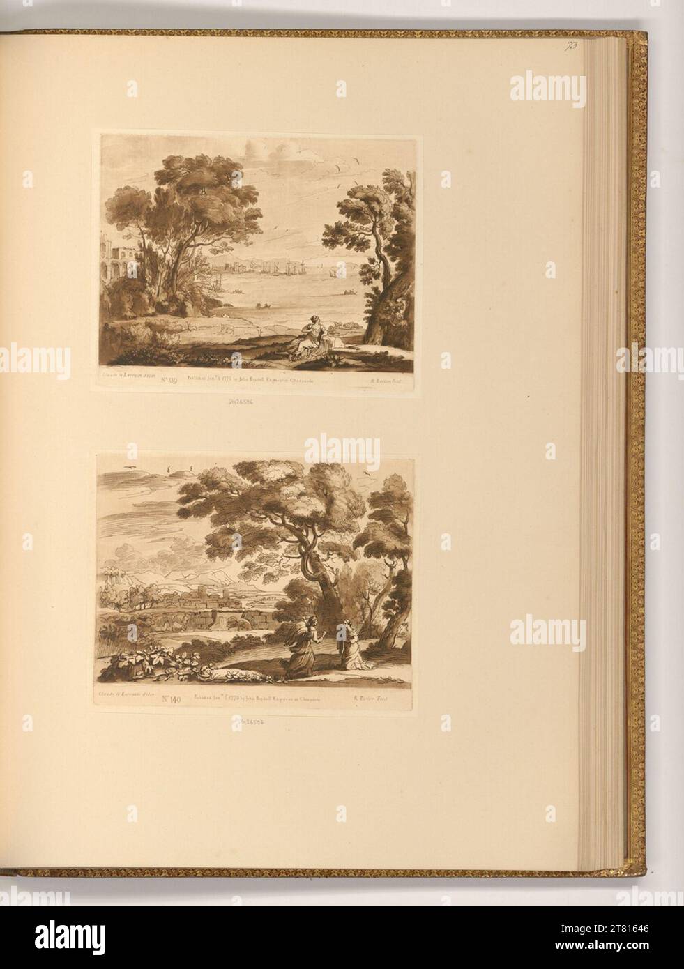 Richard Earlom (Engraver) Coastal landscape; Landscape with Hagar and ...