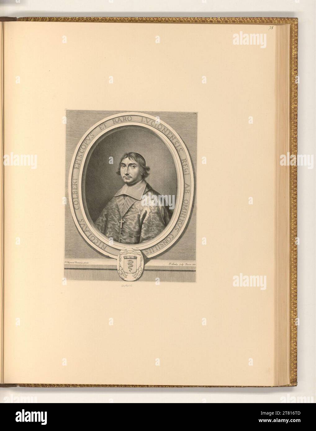 Pierre Landry (Engraver) Portrait Nicolas Colbert. Copper engraving ...