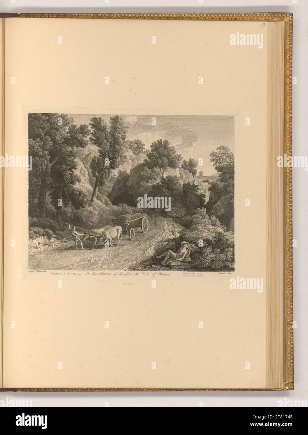 Jean Baptiste Chatelain (Engraver) Landscape with Ochsenfuhrwerk ...