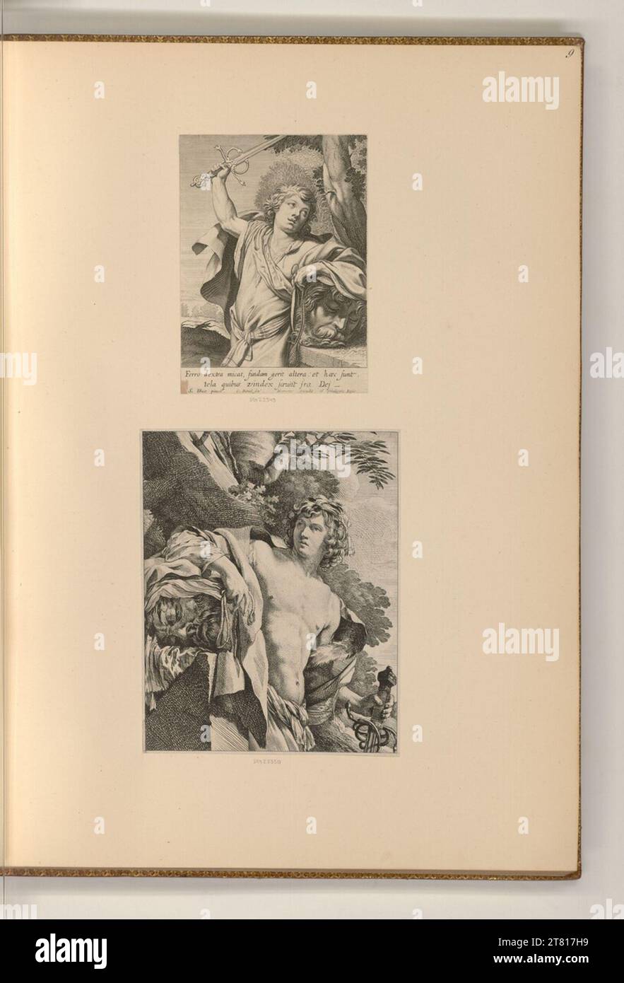 Charles David (Engraver) David with the head of the Goliat. Copper ...