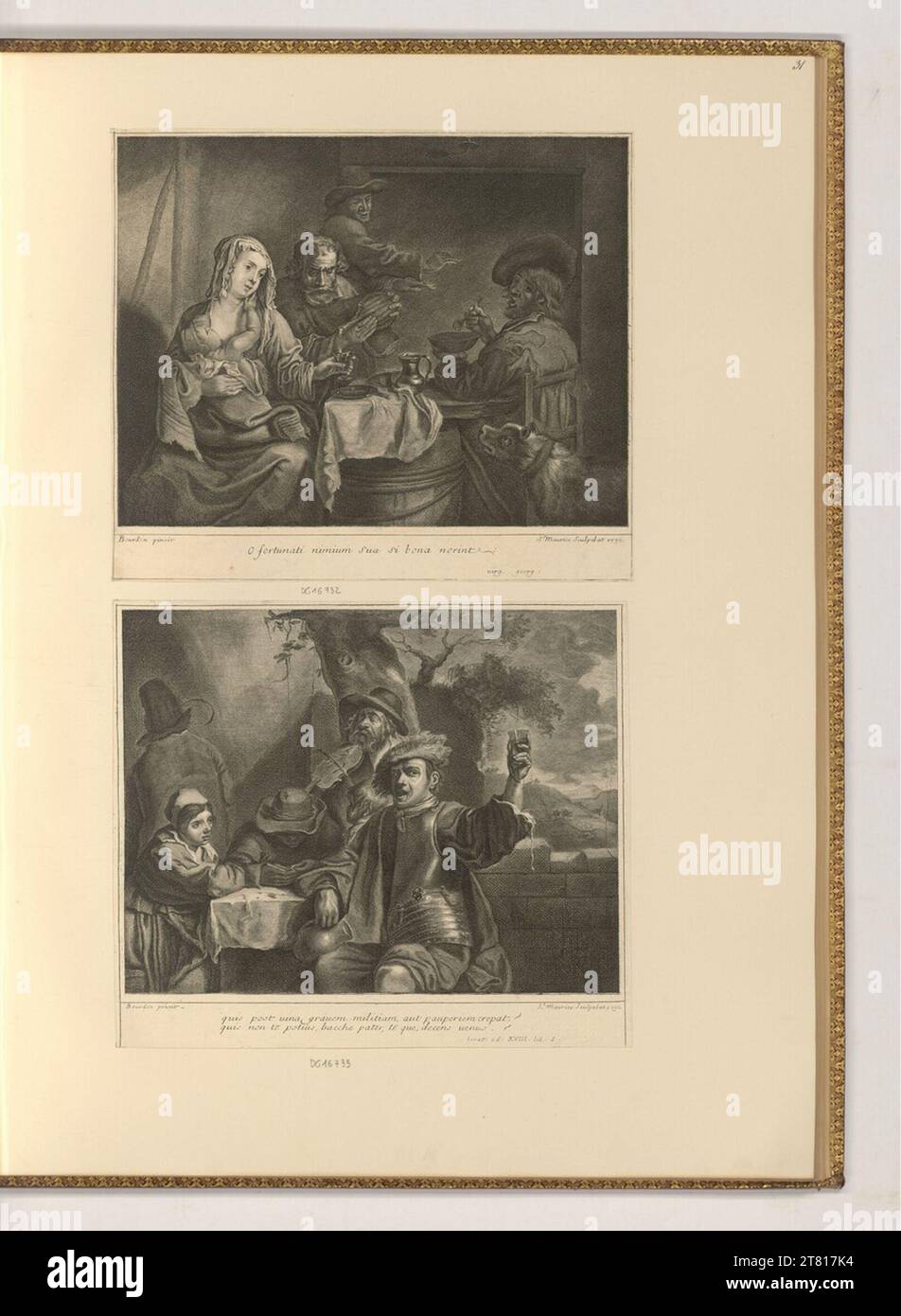 P. de Saint-Maurice (Engraver) The family happy; The Bachic Orchestra. Copper engraving, etching ...