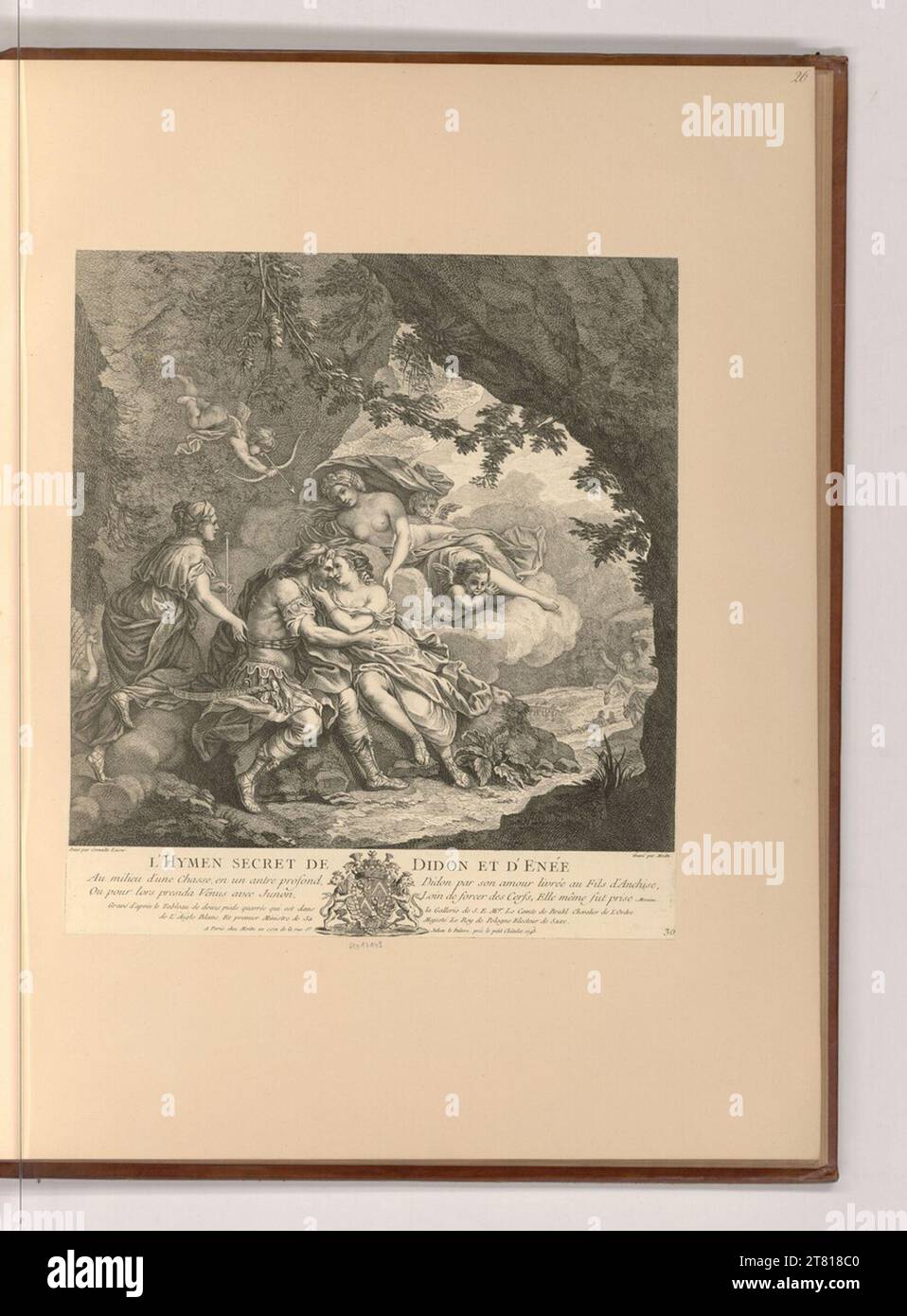 Pierre Etienne Moitte (Engraver) The secret hymen of Dido and Aeneas. Copper engraving, etching ...