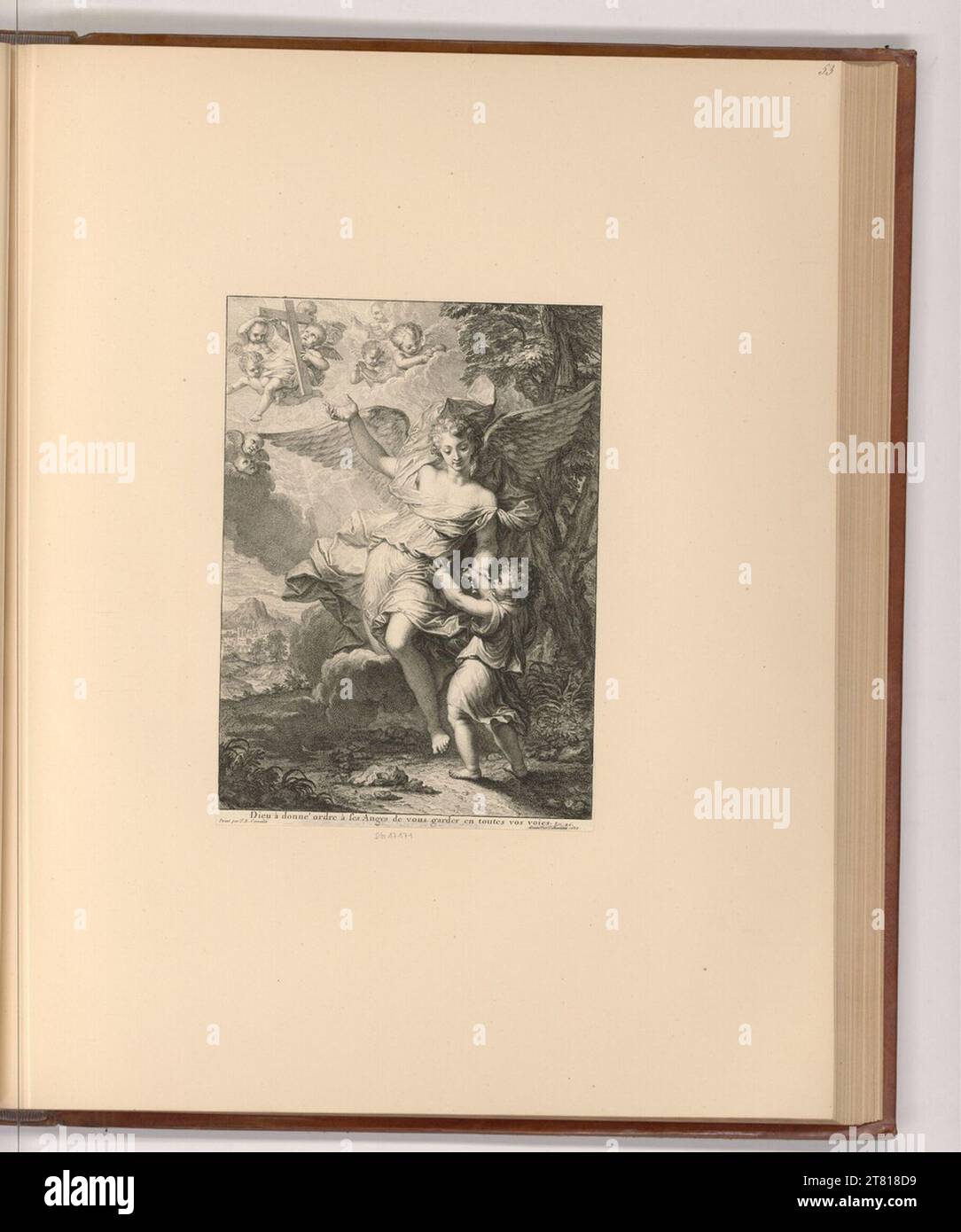 Jean Mariette (Engraver) Guardian angel with child. Copper engraving ...