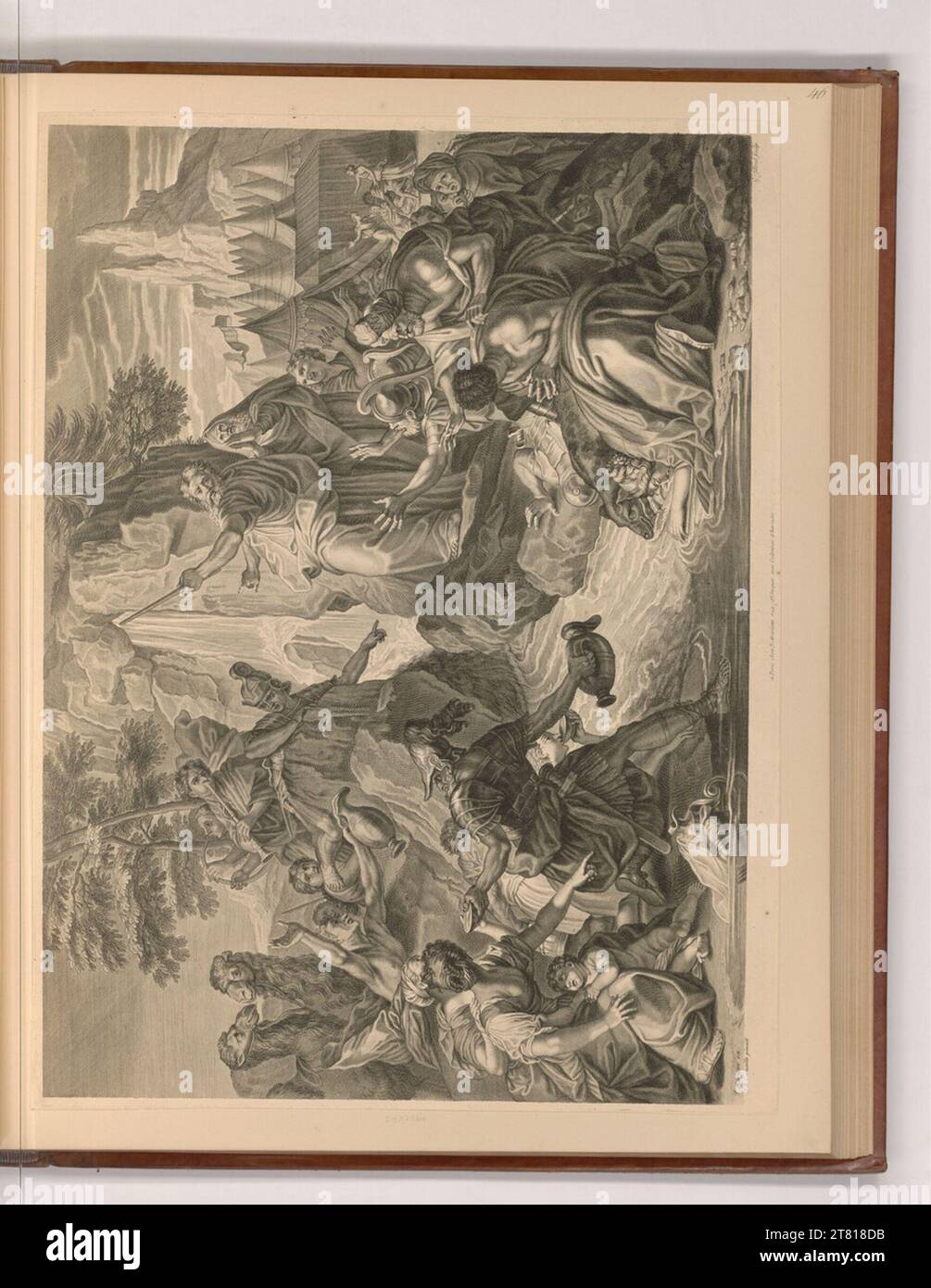 Gilbert Filloeul (Engraver) Moses hits water from the rock. Copper ...