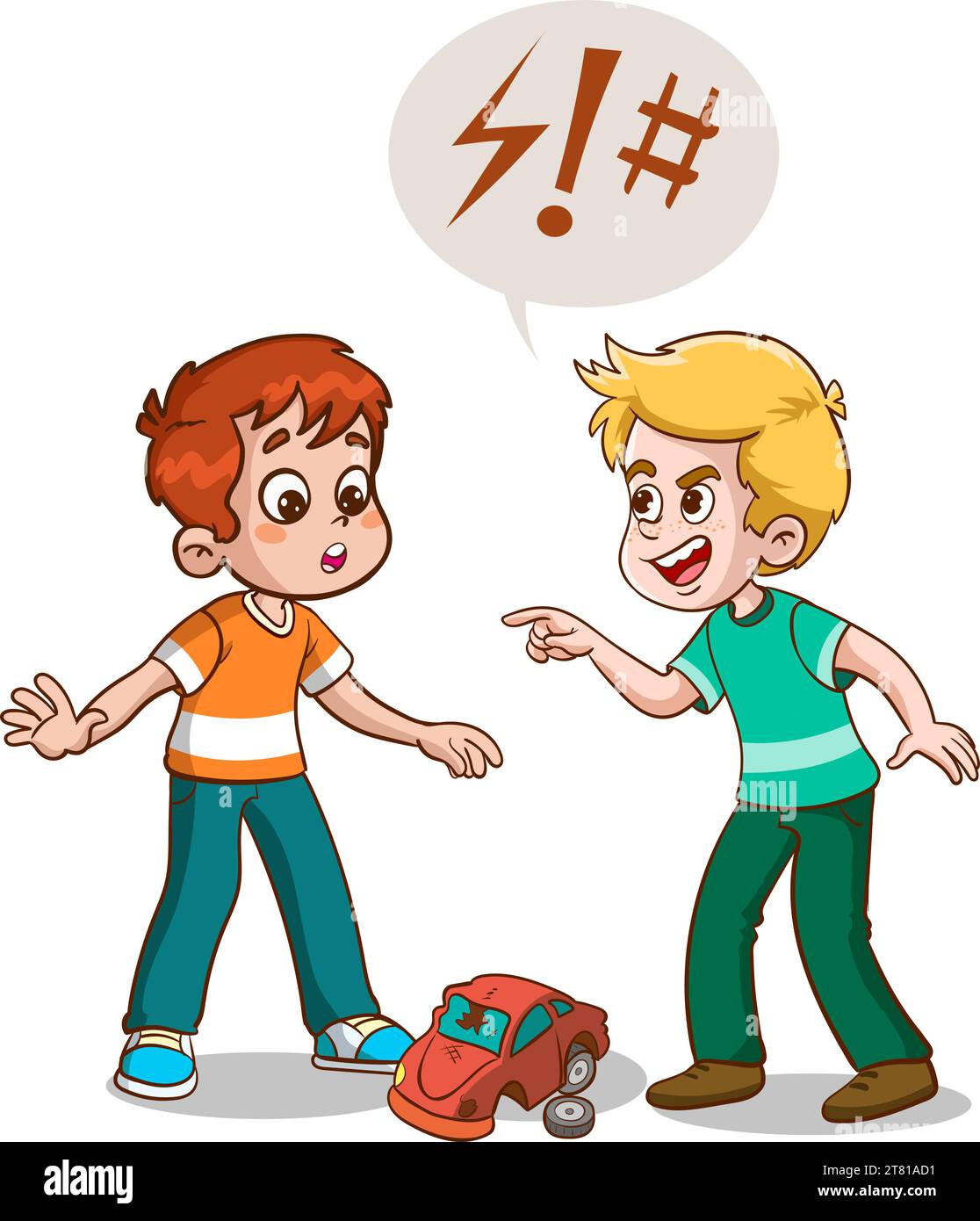 Cartoon illustration angry boy and friends arguing with each other ...