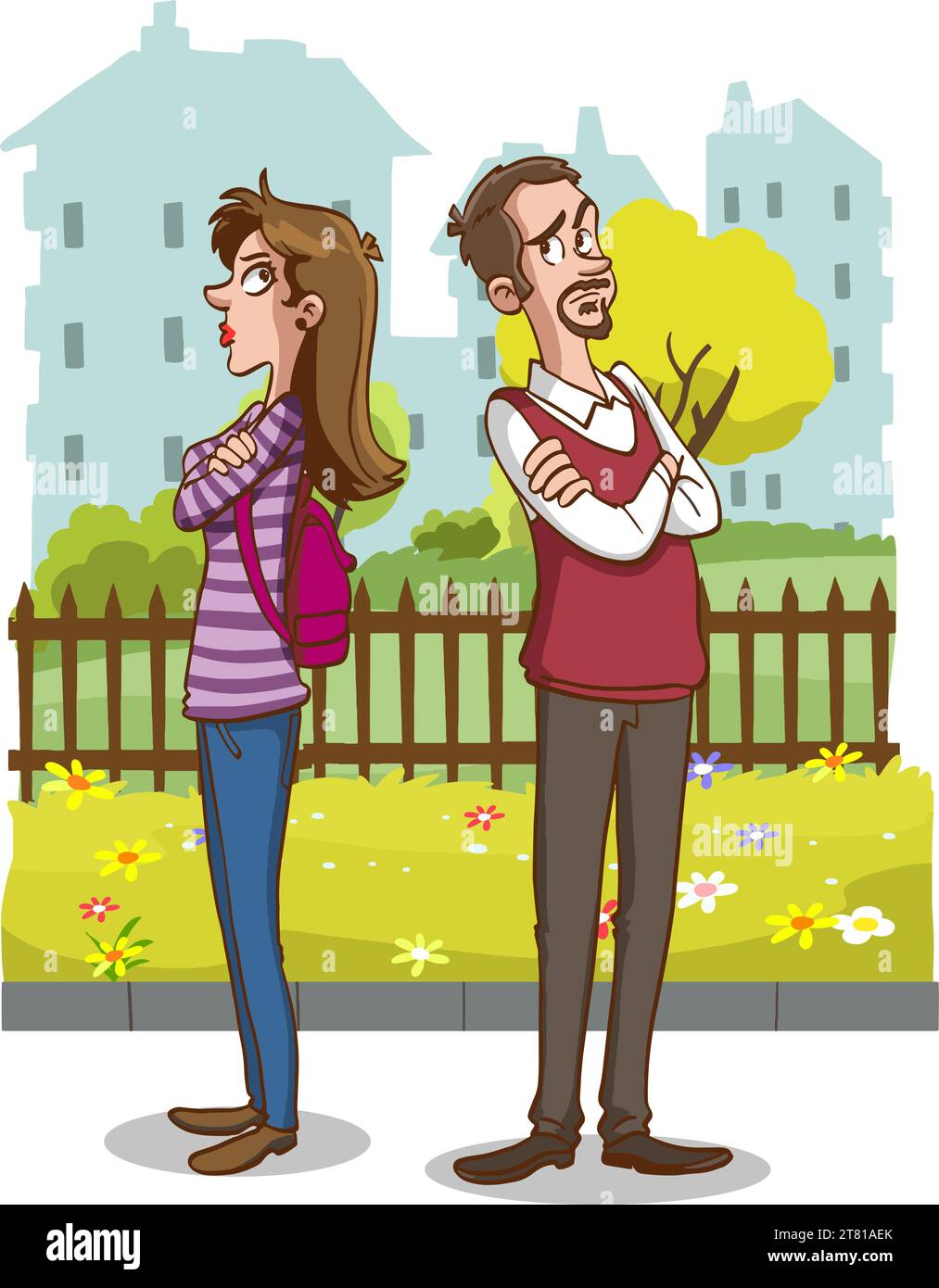 Concept of divorce, misunderstanding in family. Angry man and offended ...