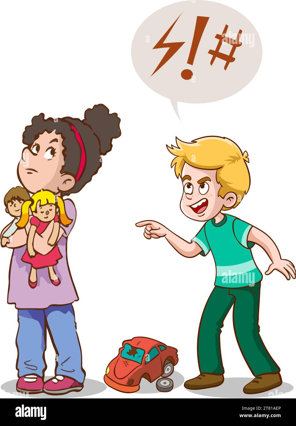 Cartoon illustration angry boy and friends arguing with each other ...